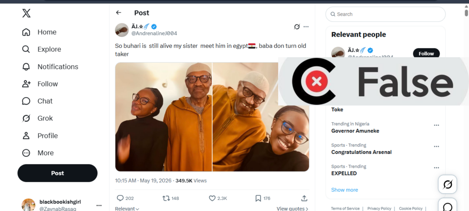Manipulated images falsely portray Buhari as being alive in Egypt